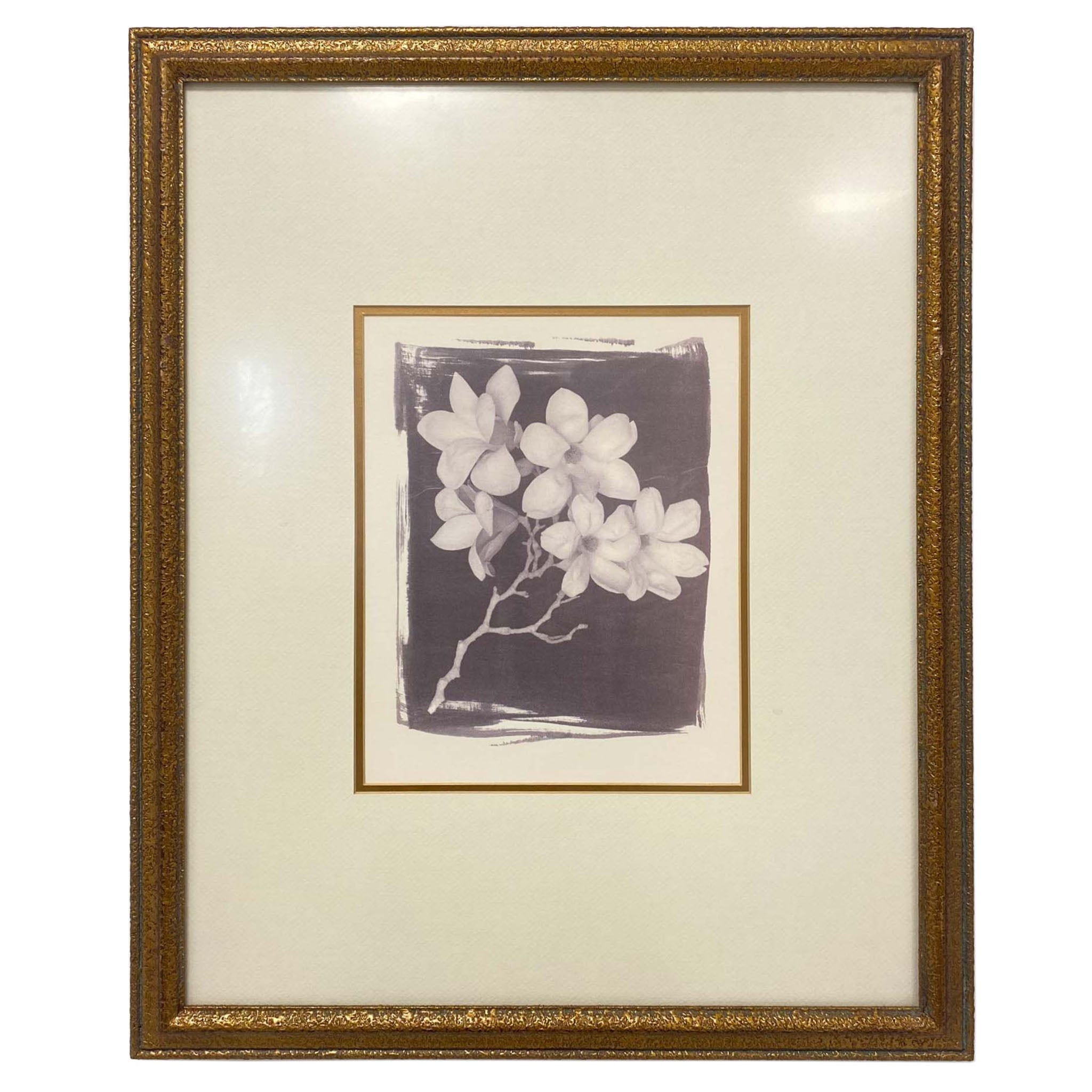 Gold Framed & Matted "Magnolia Twig and Flower" Photo Prints (Pair ...