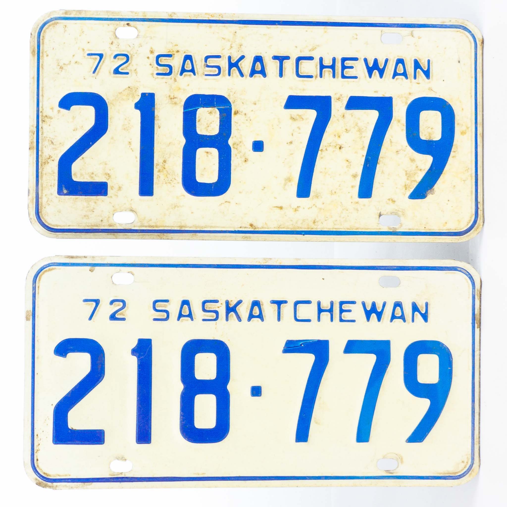 Saskatchewan 1972 Licence Plates (Pair) – Iron Crow