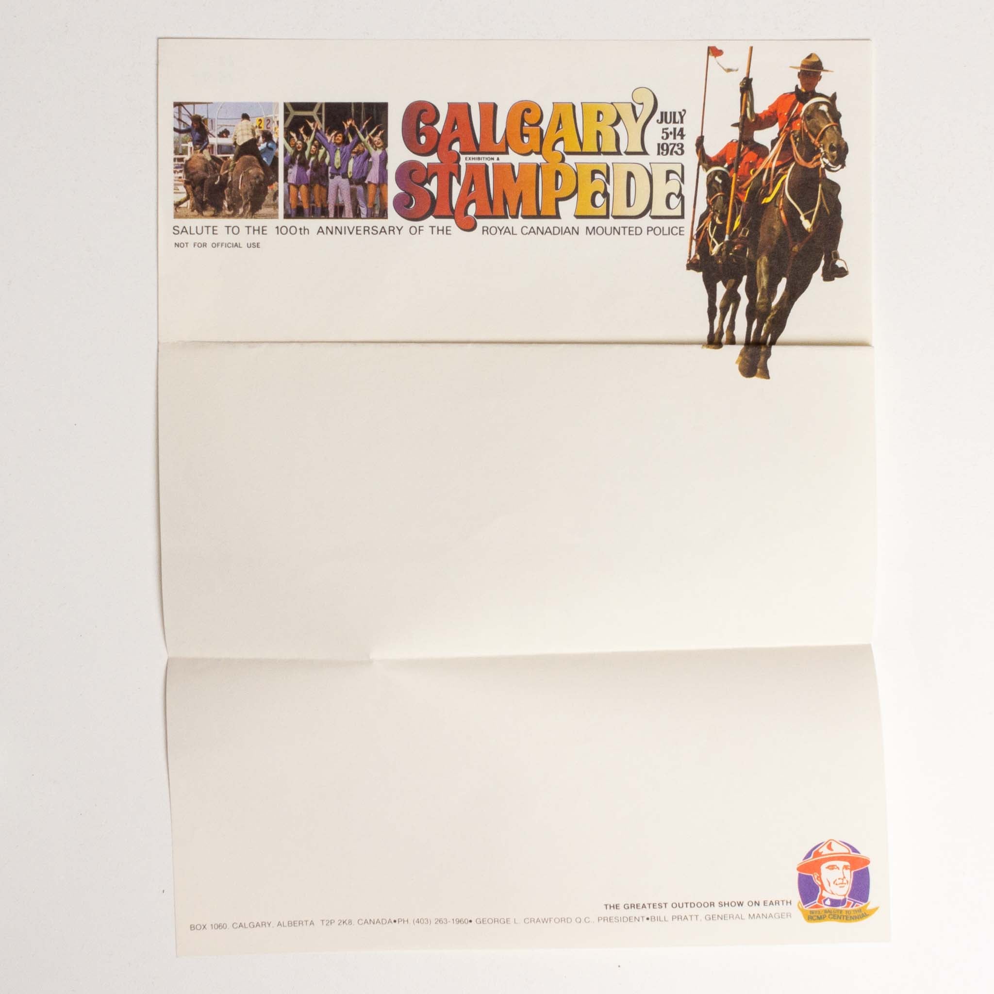 1973 Calgary Stampede "Salute to RCMP" Letterhead – Iron Crow